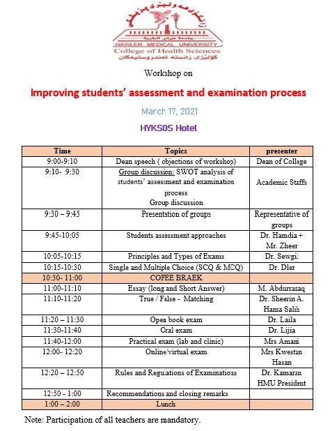 Hawler Medical University - Improving Students Assessment and ...